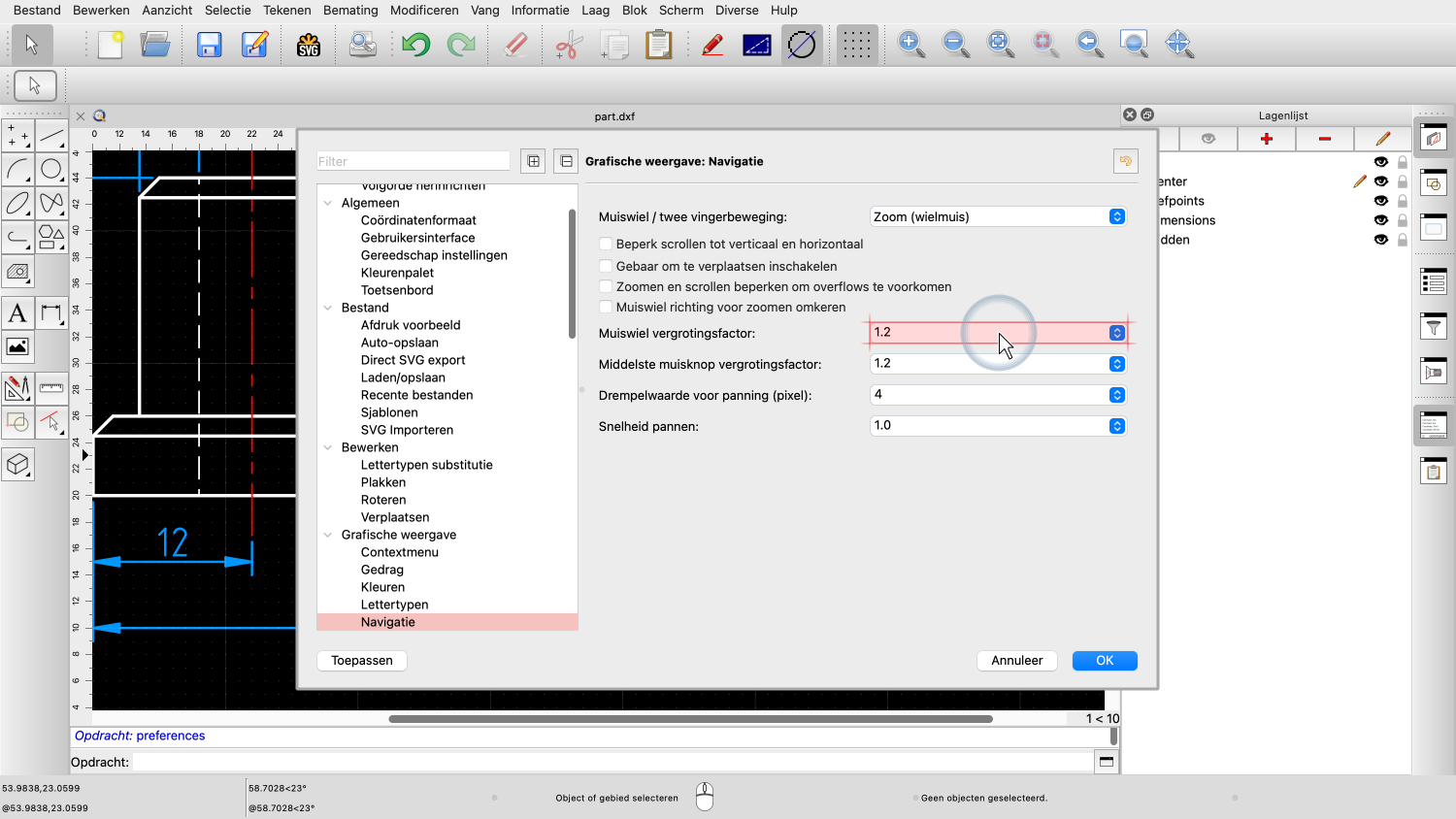 QCAD - Tutorial: 1.2 Bekijken en navigeren