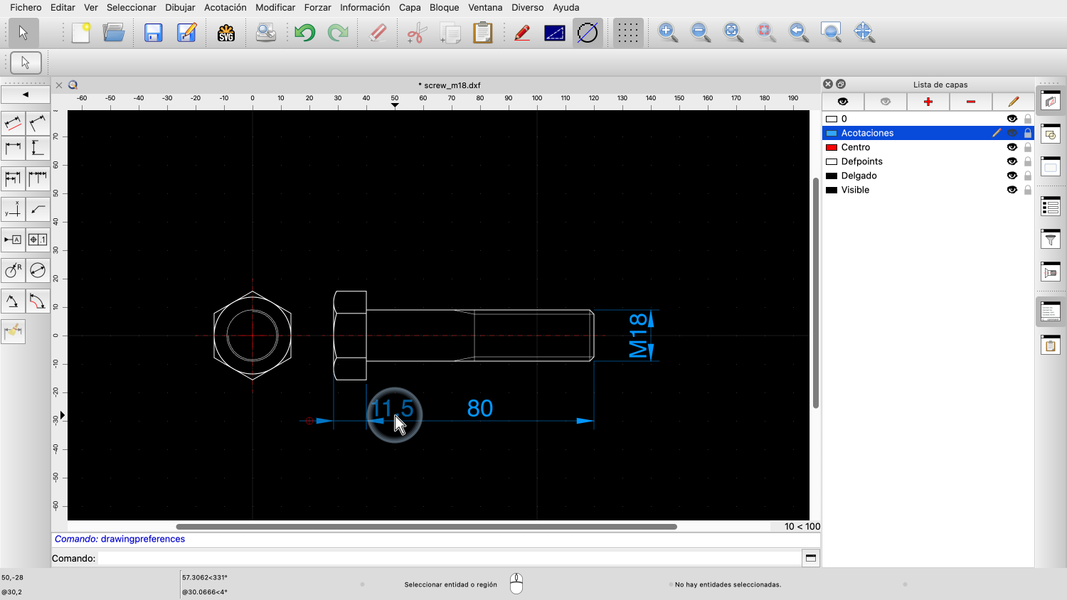 QCAD - Tutorial: 1.10 Dimensions